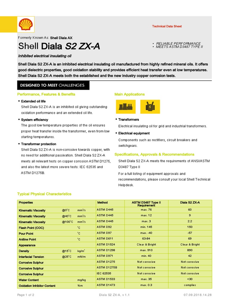 Shell Diala S2 ZX A Datasheet | PDF | Transformer | Electricity