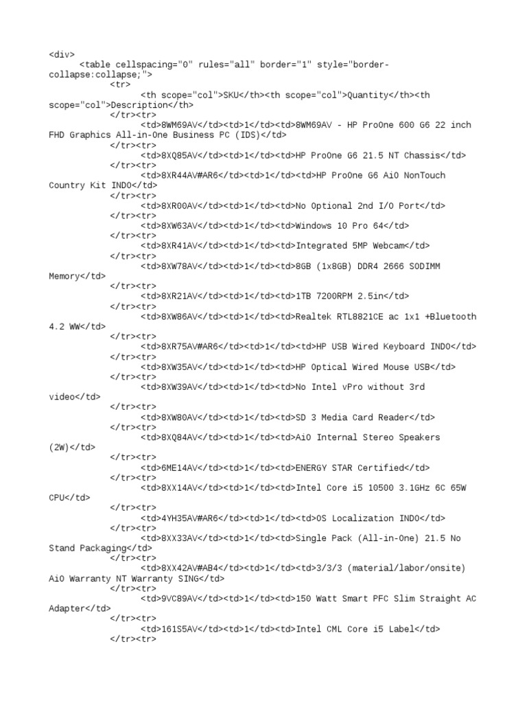 HP Proone 600 g6 | PDF | Consumer Electronics | Microcomputers