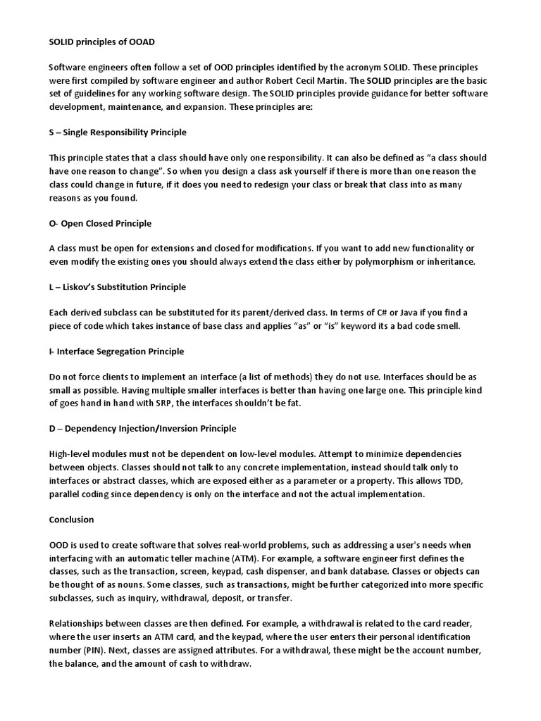 SOLID Principles of OOAD | PDF | Class (Computer Programming) | Inheritance (Object Oriented ...