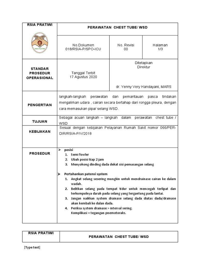 Perawatan Chest Tube (WSD) | PDF
