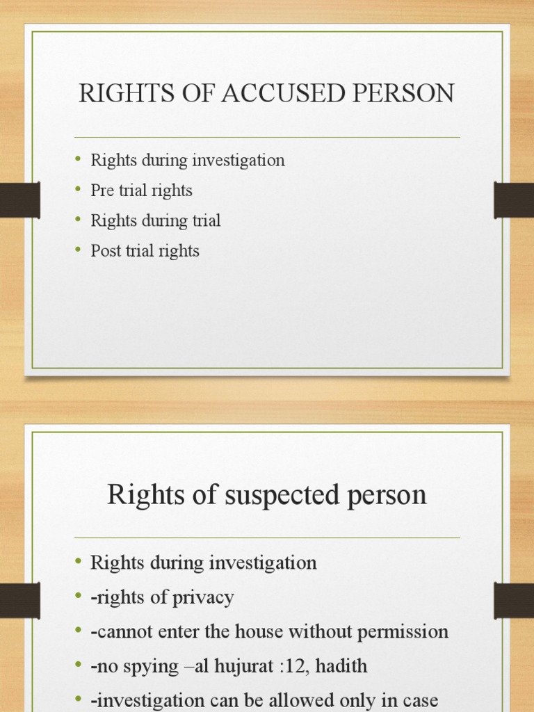 Rights of Accused Person | PDF | Bail | Law Enforcement