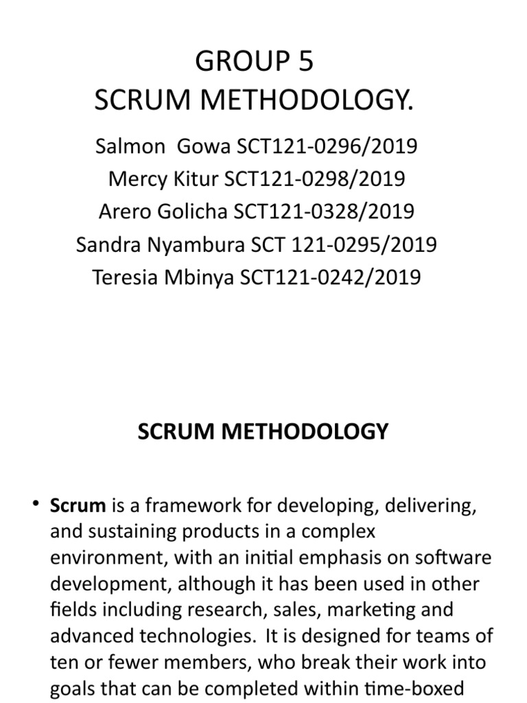 Group 5.scrum Methodology | PDF | Scrum (Software Development) | Software Development Process