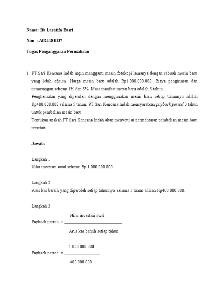 Ifa Laratifa Basri A021181007 Tugas Penganggaran 15 PDF | PDF