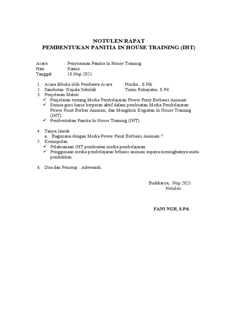 NOTULEN RAPAT Iht | PDF | Karier & Perkembangan | Ilmu Sosial