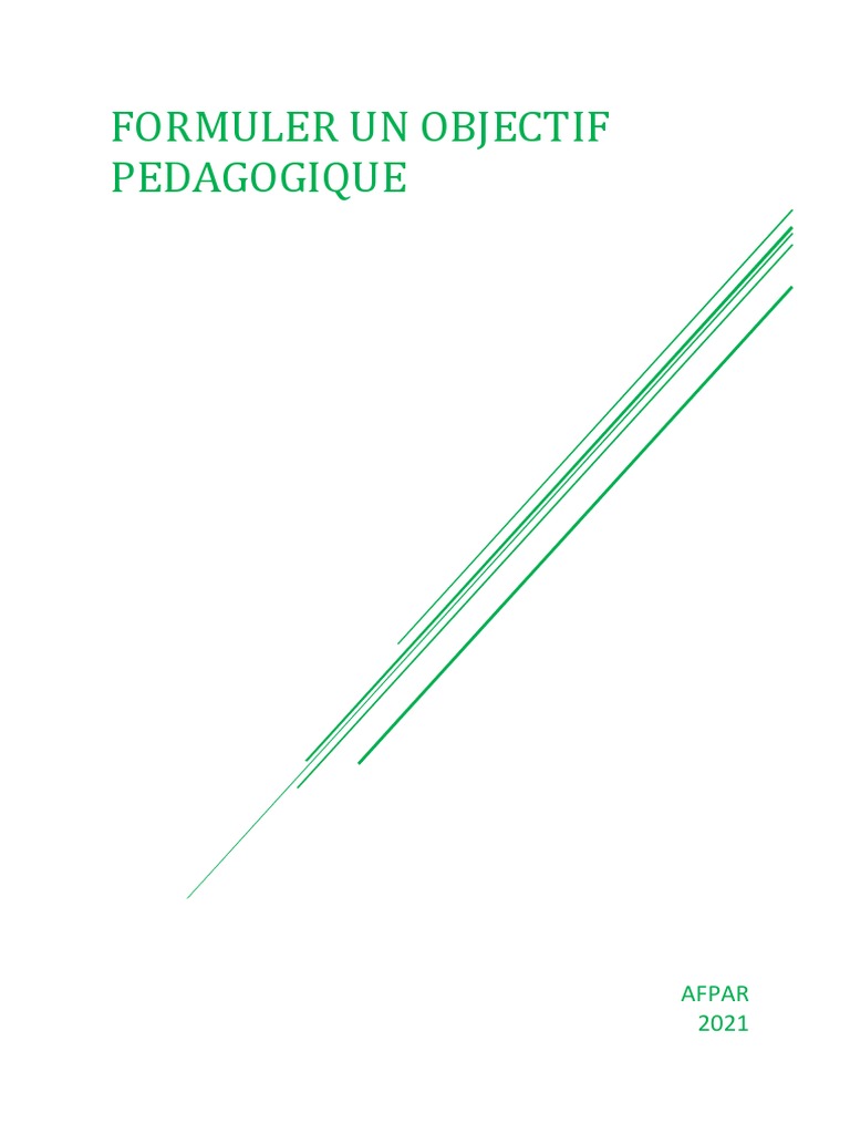 Formuler Objectif Pedagogique | PDF | Pédagogie | Cognition Formuler Objectif Pedagogique | PDF | Pédagogie | Cognition