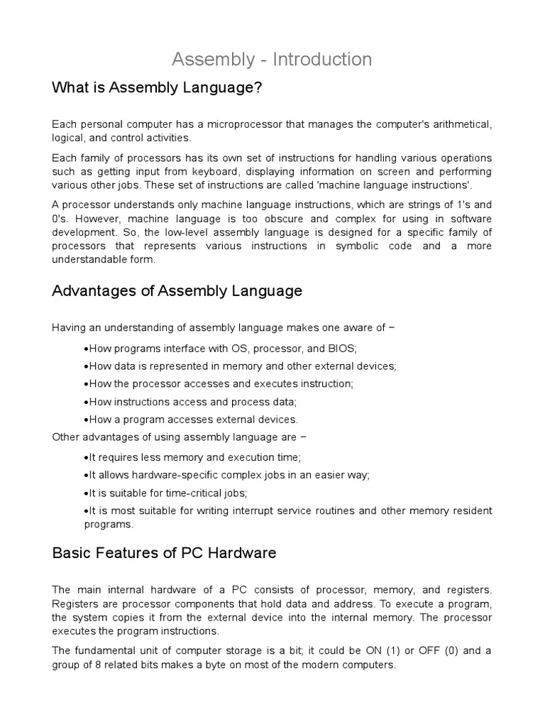 Assembly Programming Basics Pdf Assembly Language Central Processing Unit 2683