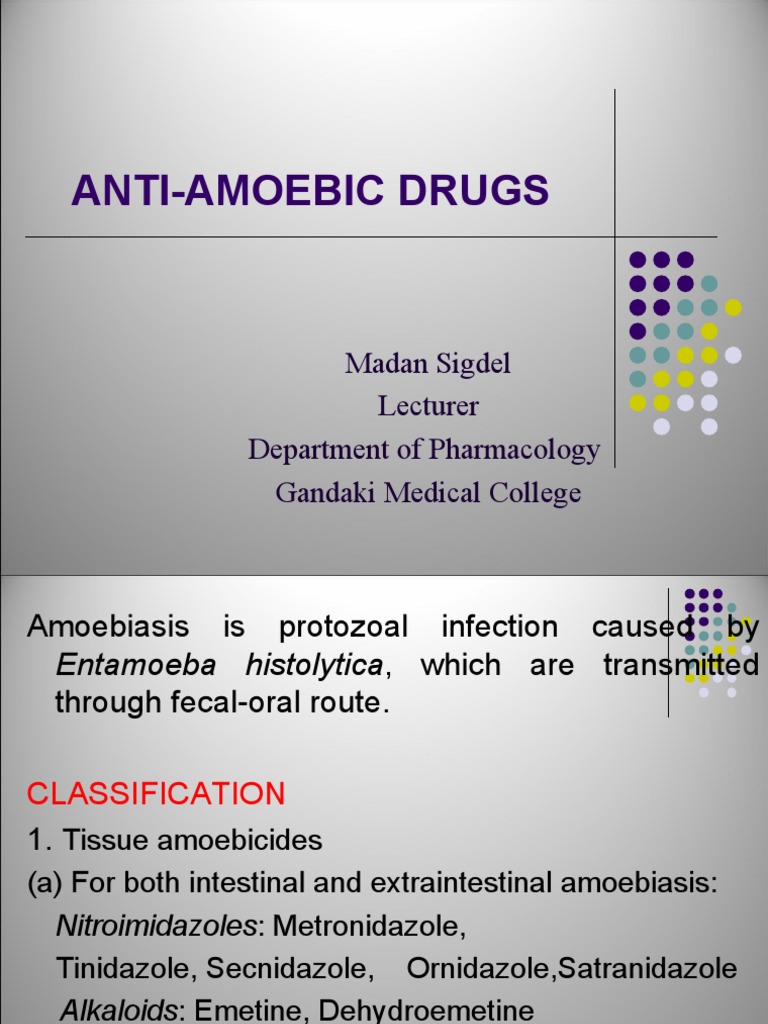 Anti-Amoebic Drugs: Madan Sigdel Lecturer Department of Pharmacology ...