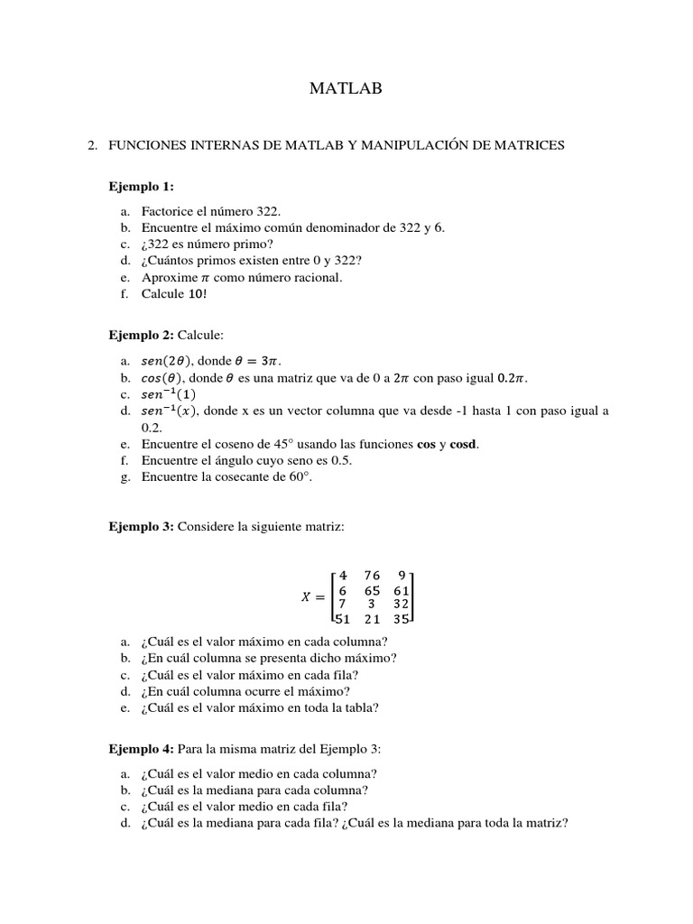 MATLAB Clase II | PDF | Matriz (Matemáticas) | Desviación Estándar