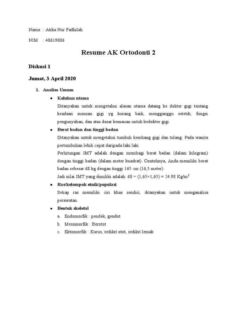 Resume Orto Atika-1 | PDF