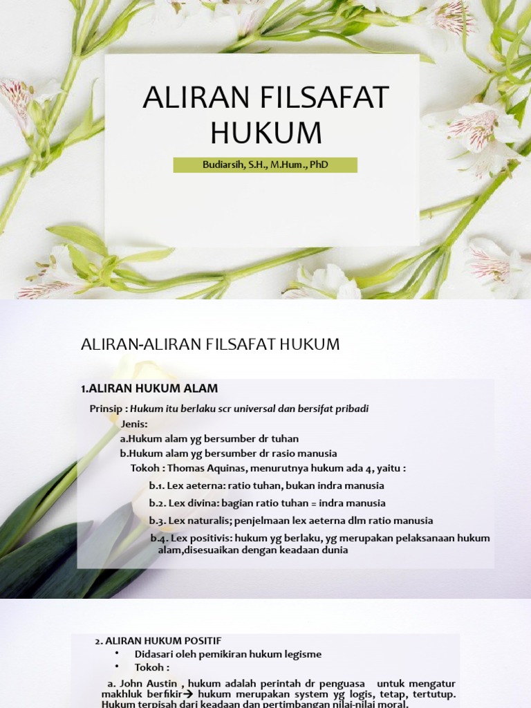 Pertemuan Filsafat Hukum 5 Kelima (Aliran Filsafat Hukum) | PDF