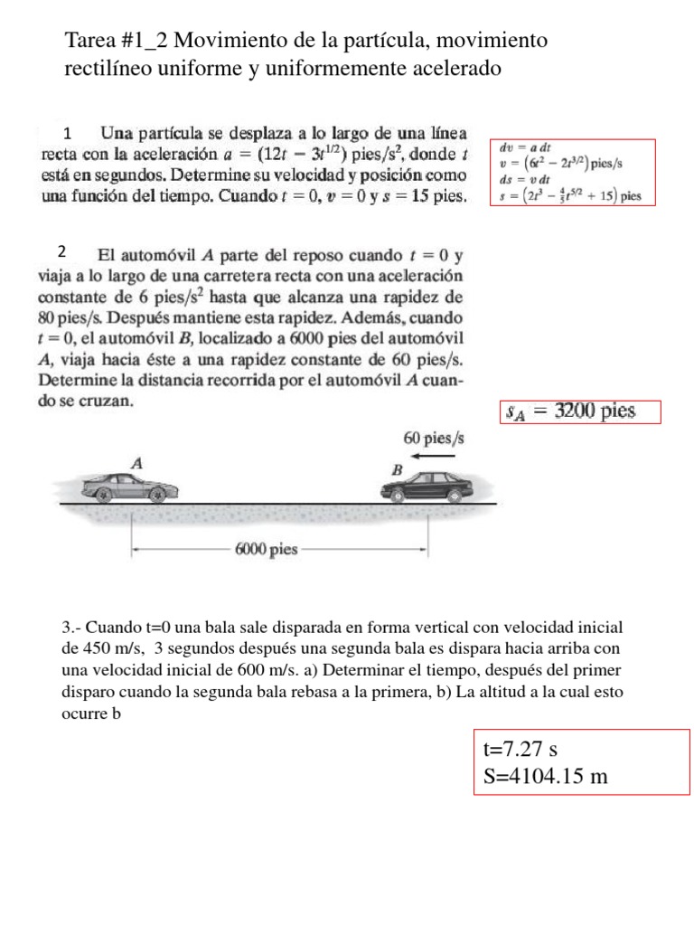 Movimiento vertical de balas disparadas hacia arriba a diferentes ...