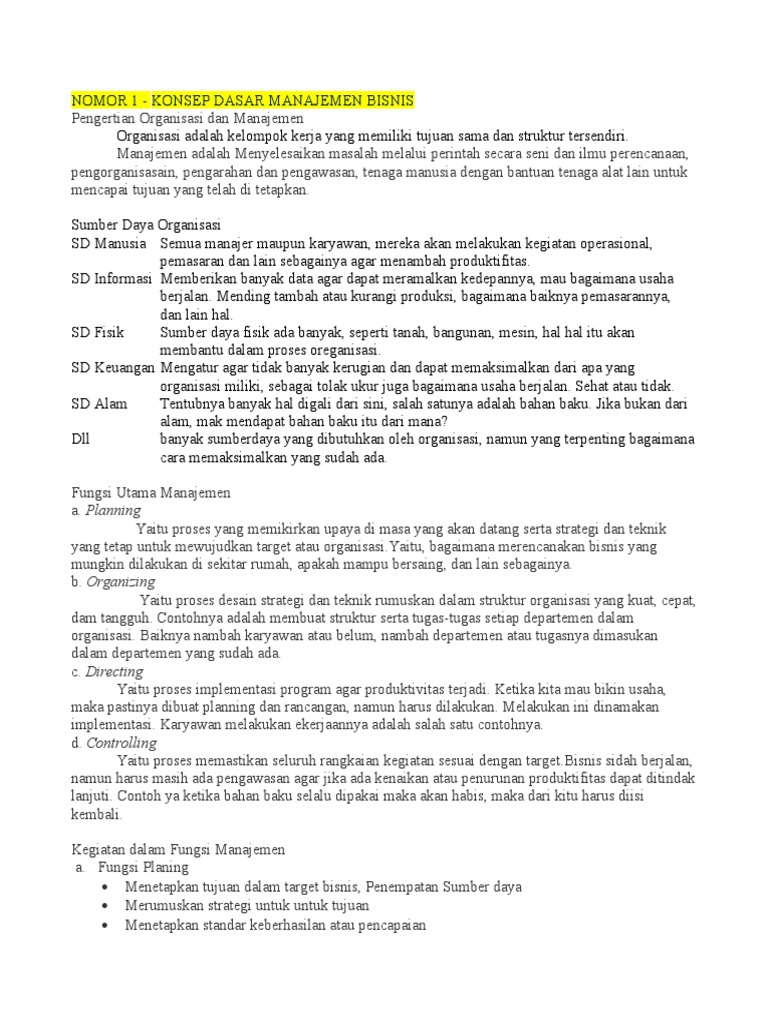 UTS Pengantar Manajemen 1 | PDF