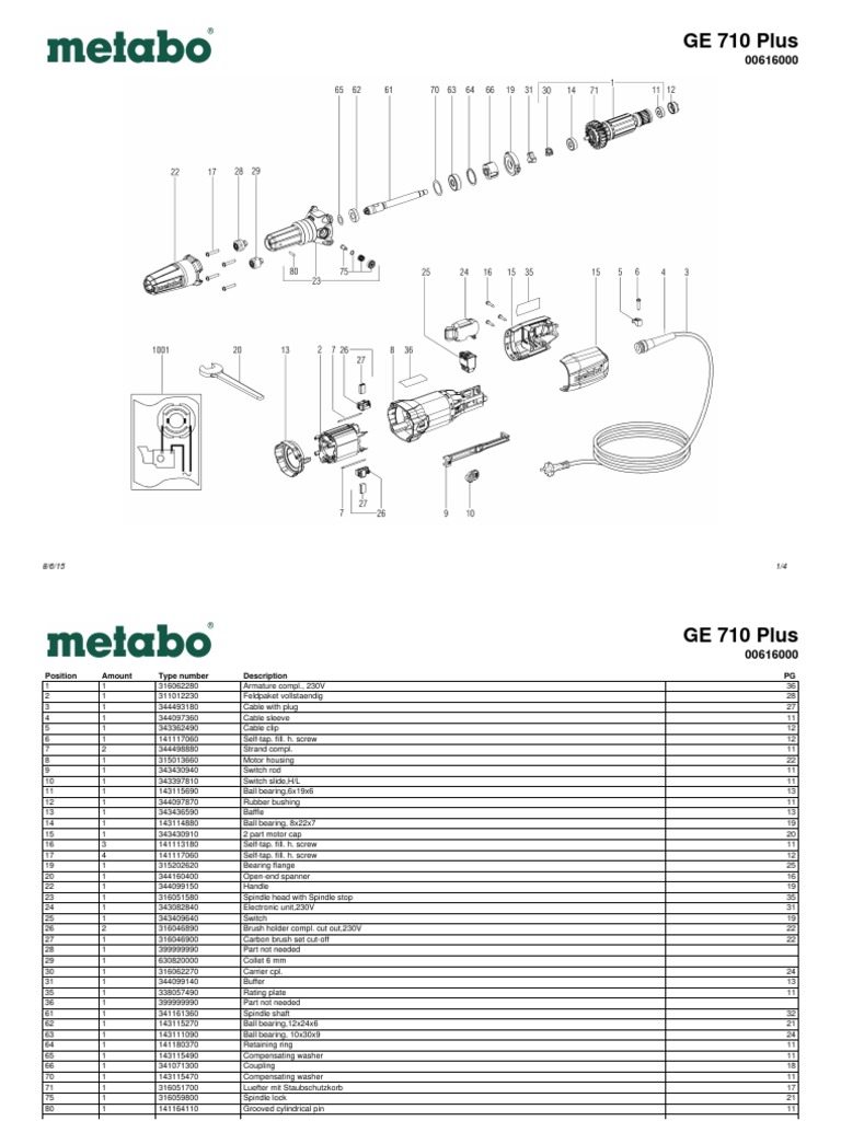 Polizor Drept Metabo Ge 710 | PDF | Electrical Components | Mechanical Engineering