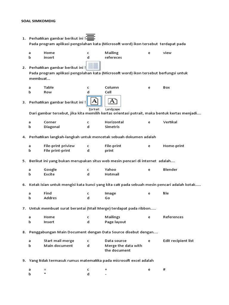 Soal Ujian SIMKOMDIG Microsoft Office | PDF