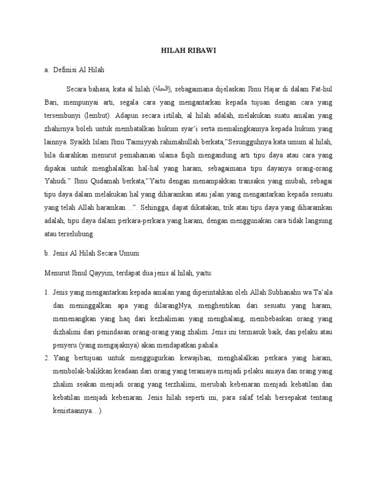 Hilah Ribawi-1 | PDF | Ilmu Sosial | Hukum