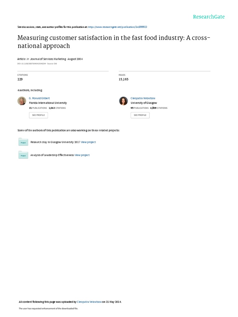 Measuring Customer Satisfaction in The Fast Food Industry: A Cross ...