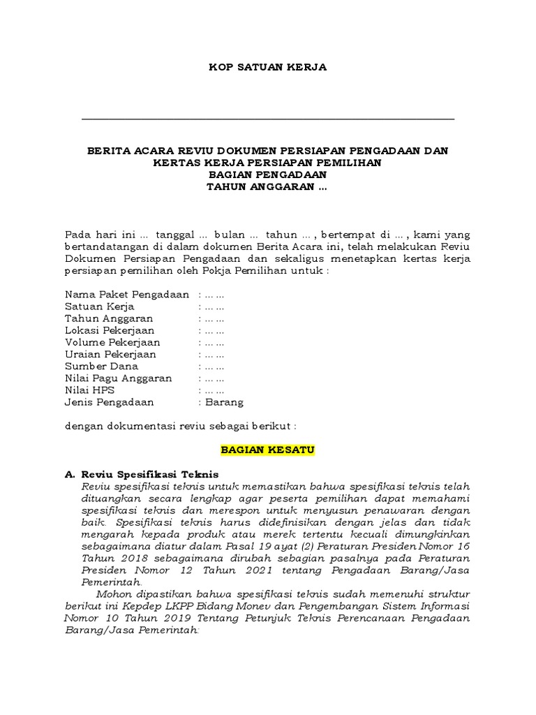 Reviu Dokumen Pengadaan Barang | PDF