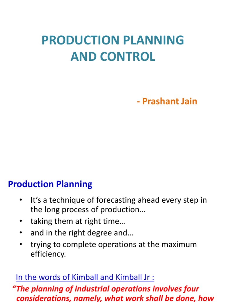 A Comprehensive Overview of Production Planning and Control Techniques ...