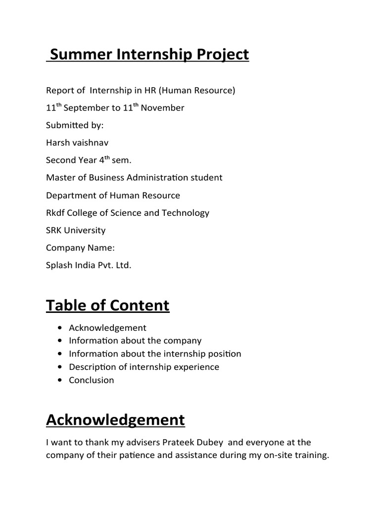 Harsh Internship Report | PDF | Recruitment | Human Resource Management