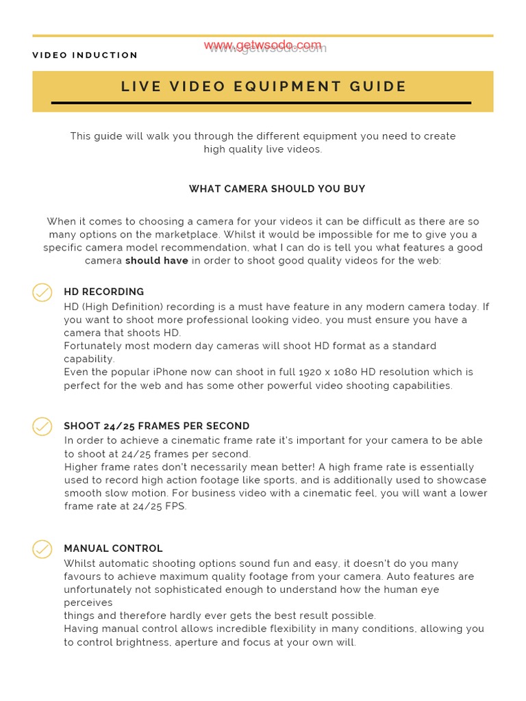 Essential Guide to Live Video Equipment | PDF | Frame Rate | I Phone