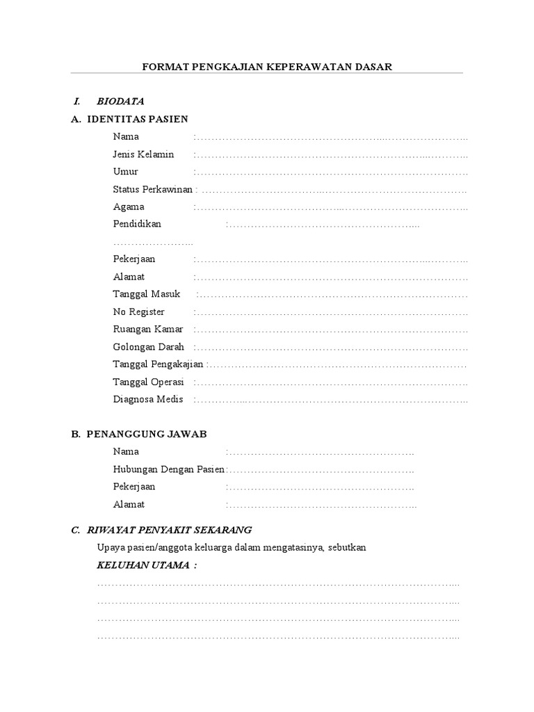 Format Pengkajian Keperawatan Dasar | PDF