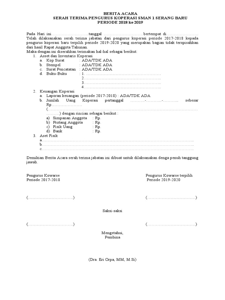 Berita Acara Koperasi | PDF