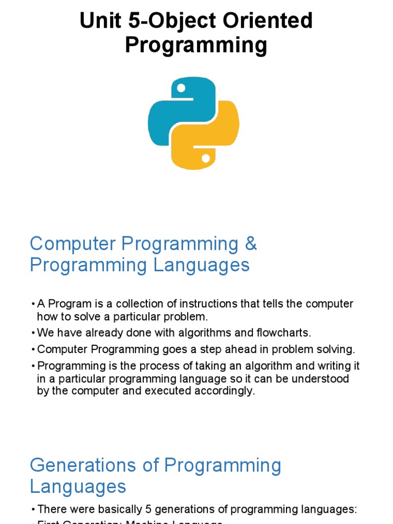 Unit 5 Object Oriented Programming Pdf Object Oriented Programming