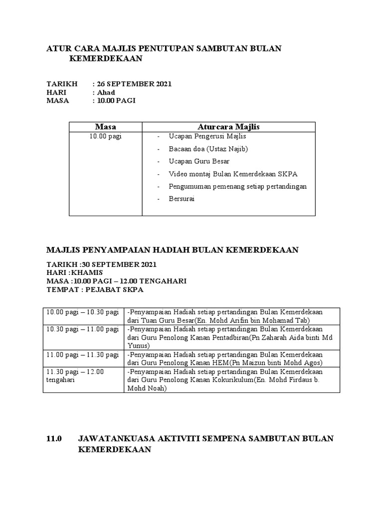 Atur Cara Majlis Dan Ajk | PDF Atur Cara Majlis Dan Ajk | PDF