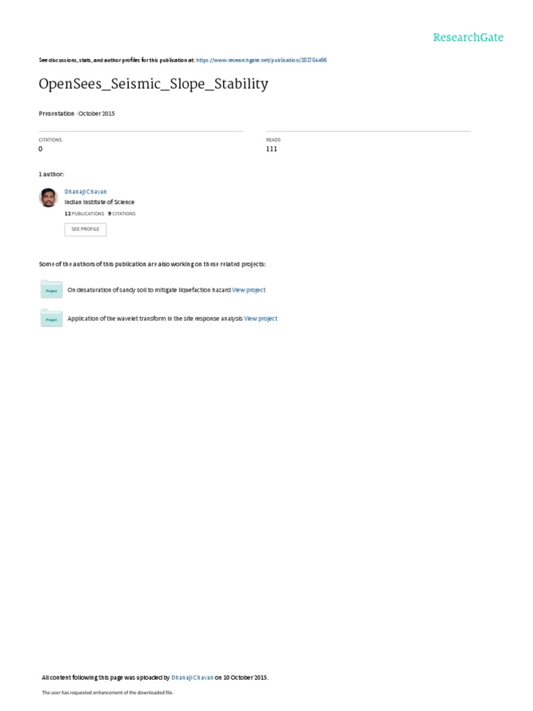 OpenSees Seismic Slope Stability | PDF | Waves | Geotechnical Engineering