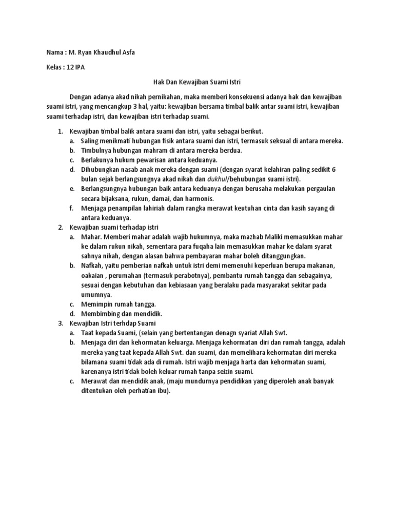 Hak Dan Kewajiban Suami Istri | PDF