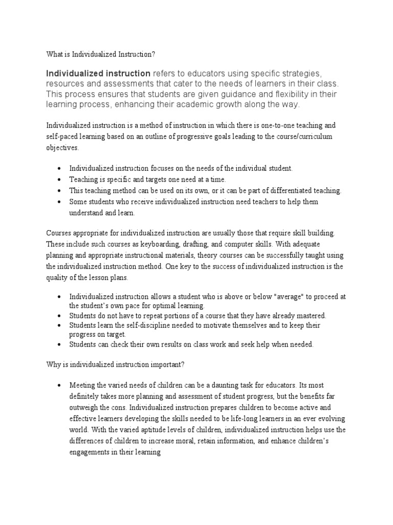 What Is Individualized Instruction | PDF | Educational Psychology ...