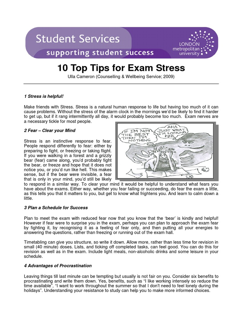 10 Top Tips For Exam Stress | PDF | Stress (Biology) | Mind