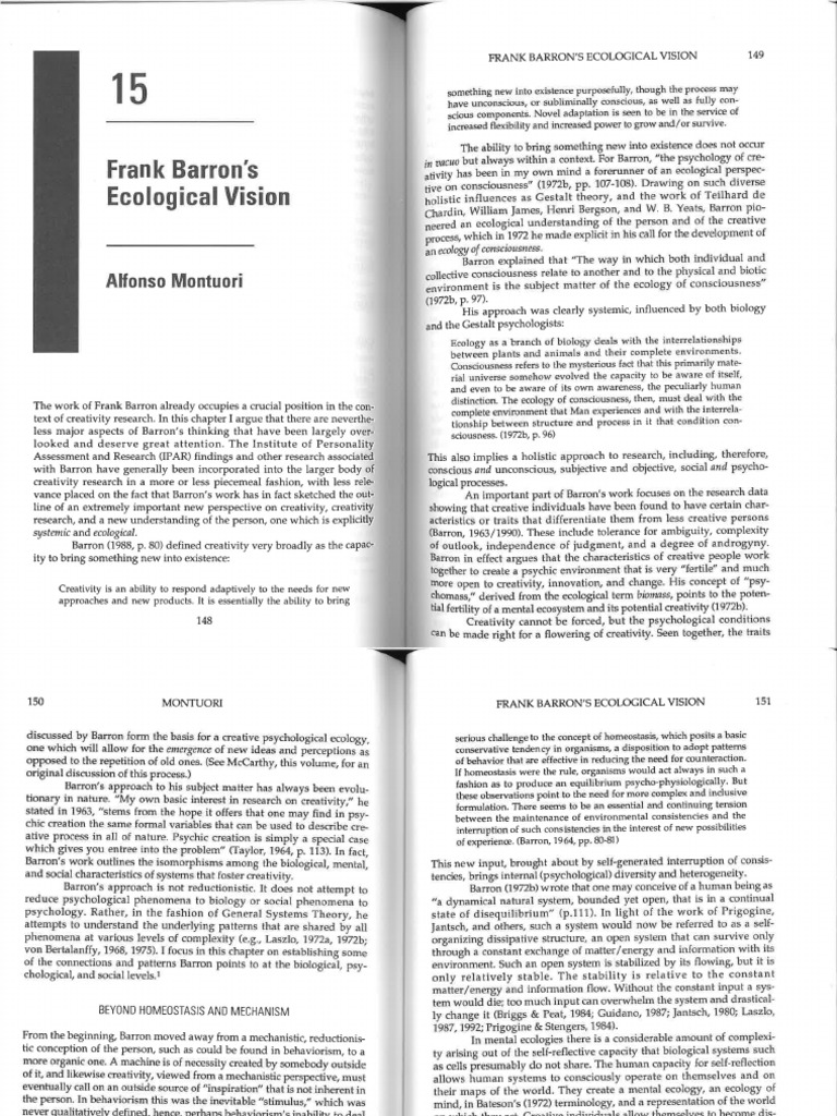 Frank Barron's Ecological Vision of Creativity | PDF