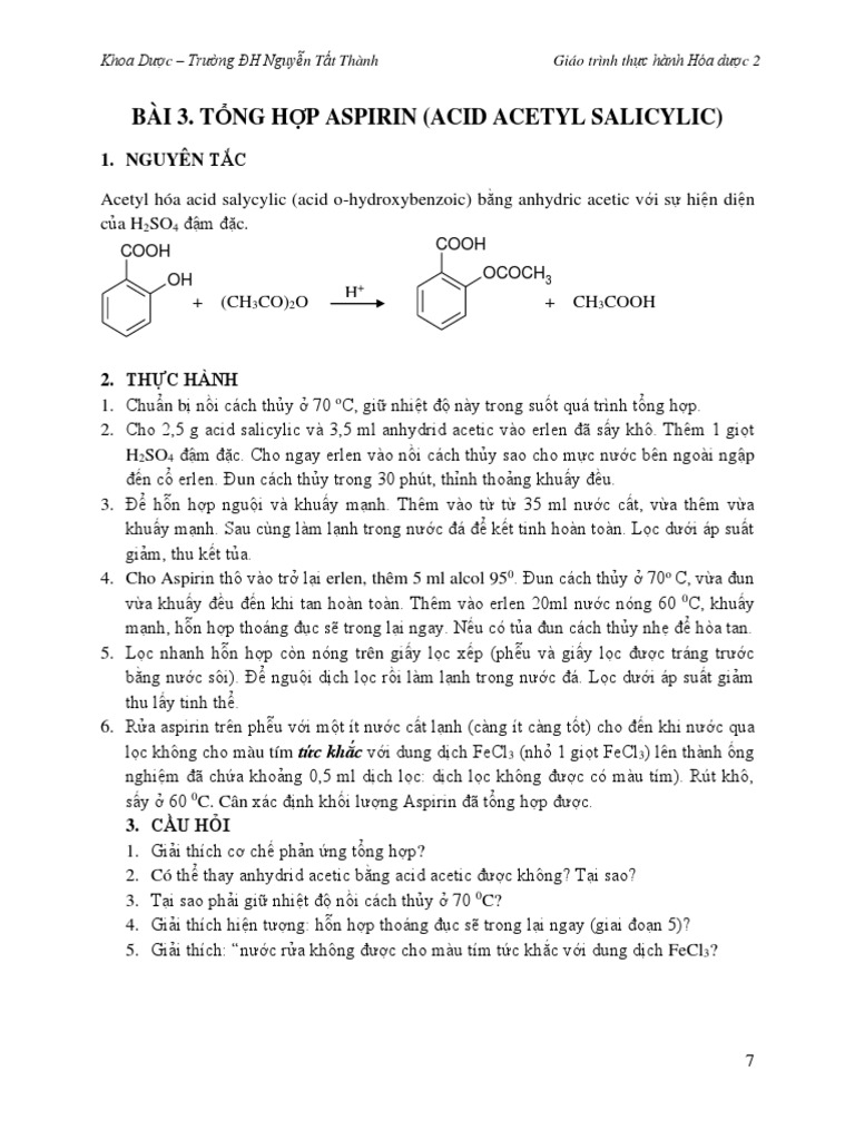 Giáo Trình Bài T NG H P Aspirin | PDF