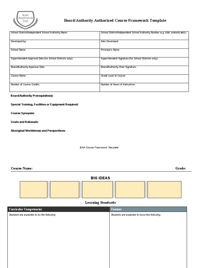 Baa Framework Template | PDF