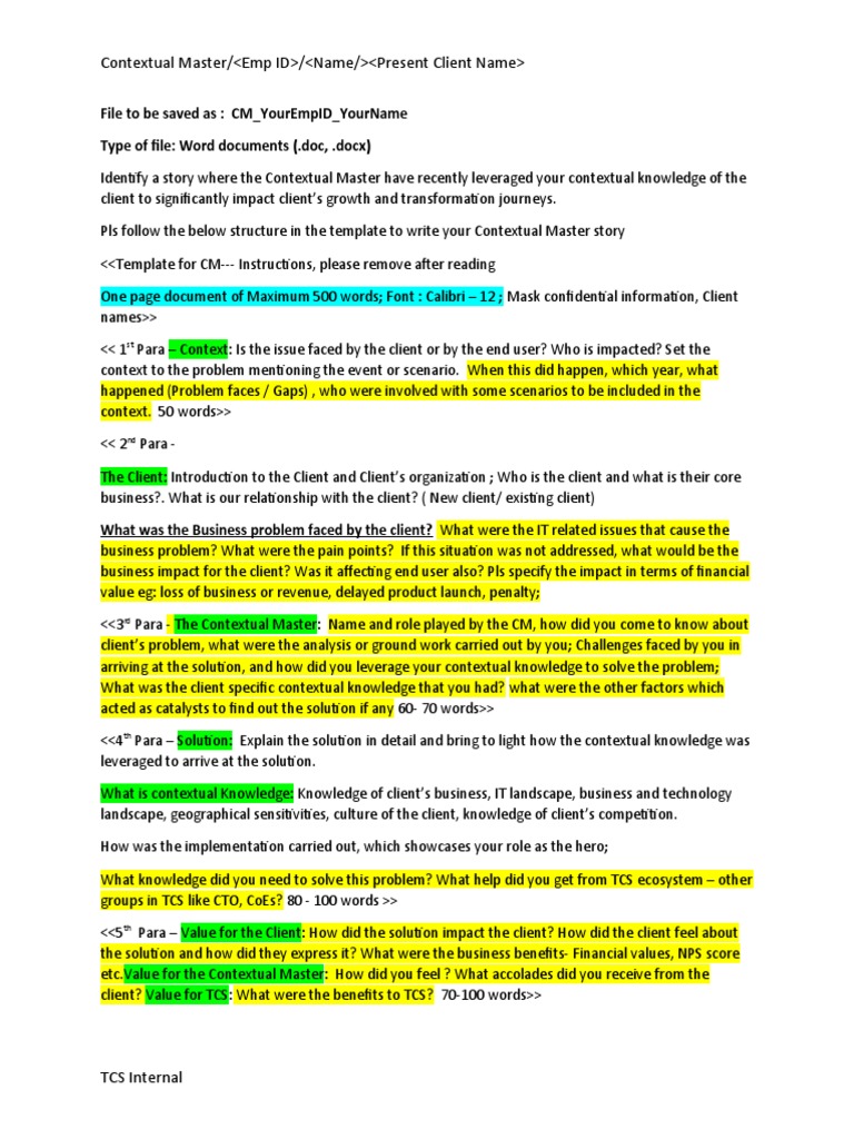 CM Story Template | PDF | Cognition | Business