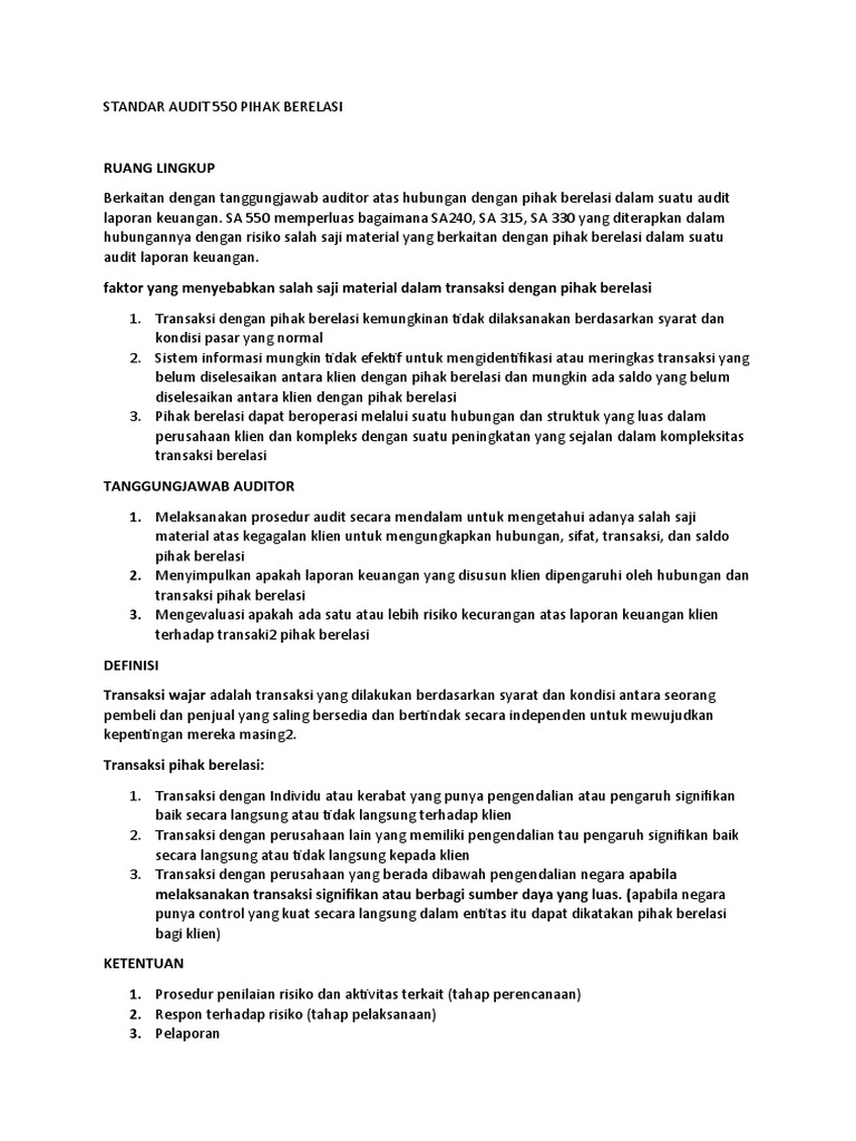 Ringkasan Sa 550 Pihak Berelasi | PDF
