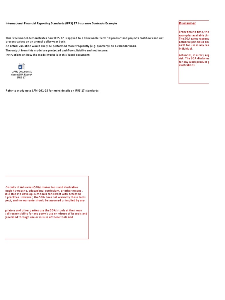 Disclaimer: International Financial Reporting Standards (IFRS) 17 ...