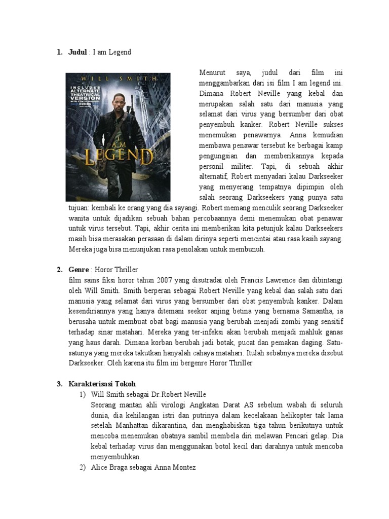 Analisa Film I Am Legend | PDF