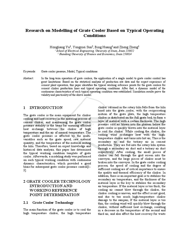 Grate Cooler Modeling for Cement Production | PDF