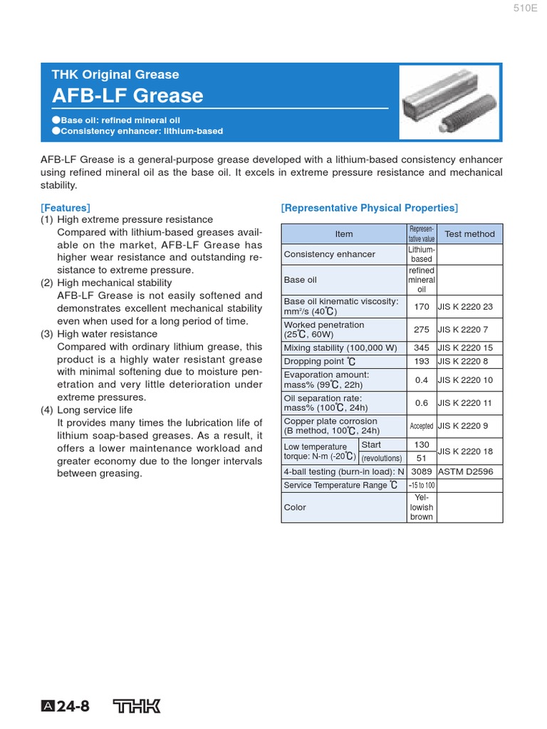 AFB-LF Grease (LM Guide Lubricant) | PDF | Horsepower | Materials