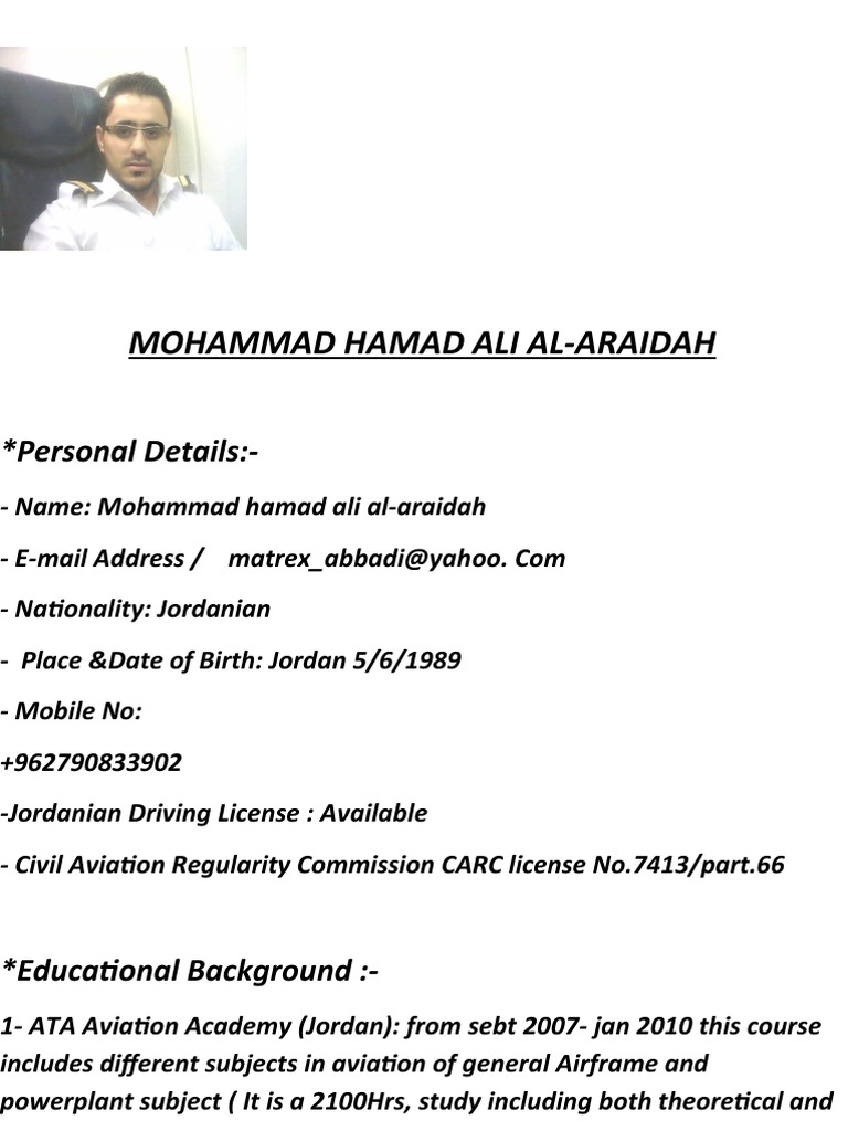 Mohammad Hamad Ali Al-Araidah: Personal Details | PDF | Business