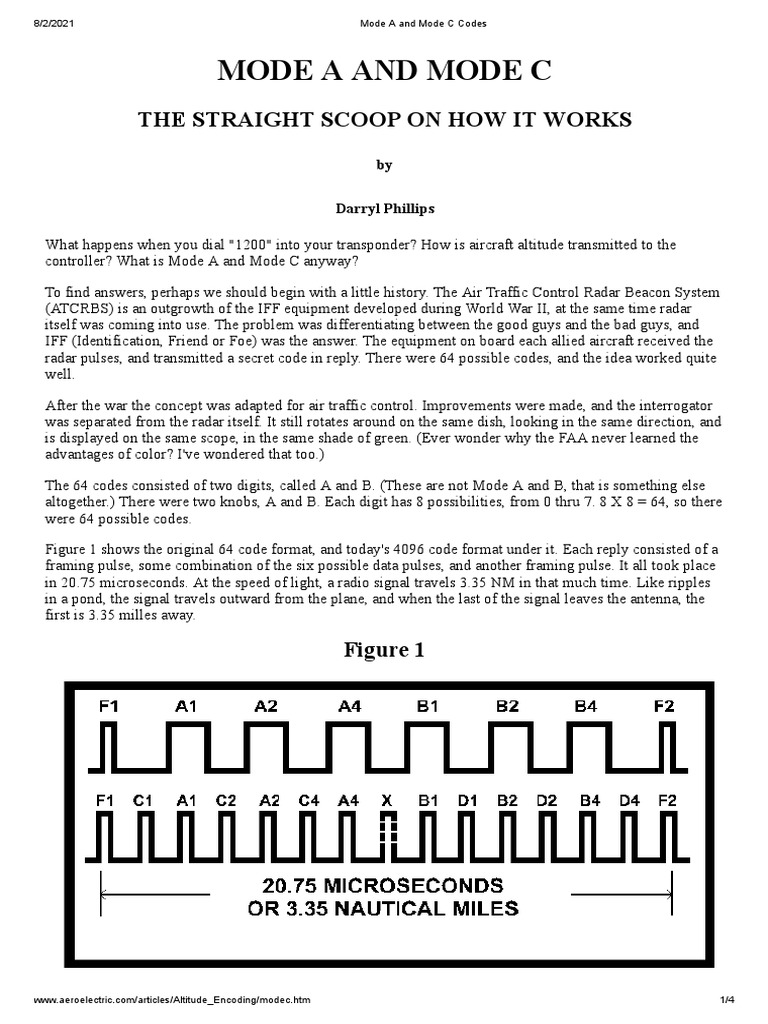 Mode A and Mode C Codes | PDF | Transponder (Aeronautics) | Electronics