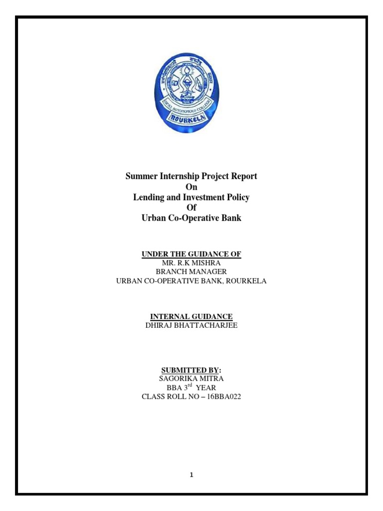 Summer Internship Project Report | PDF | Banks | Reserve Bank Of India