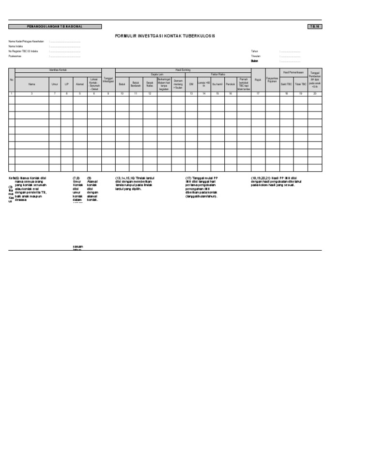 Format TB Skrining | PDF