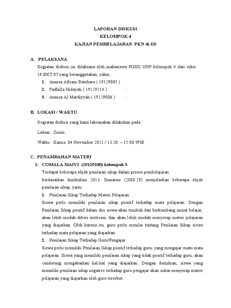 Laporan Diskusi Kelompok 4 | PDF