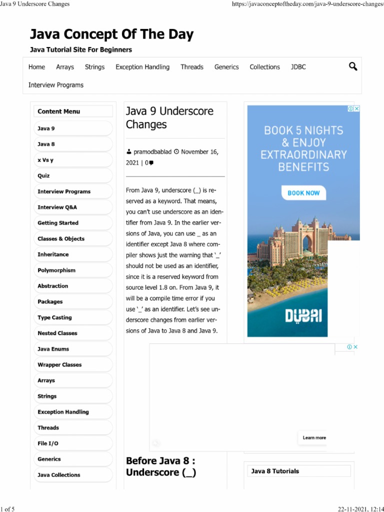 Java 9 Underscore Changes | PDF | Java (Programming Language) | Java Version History