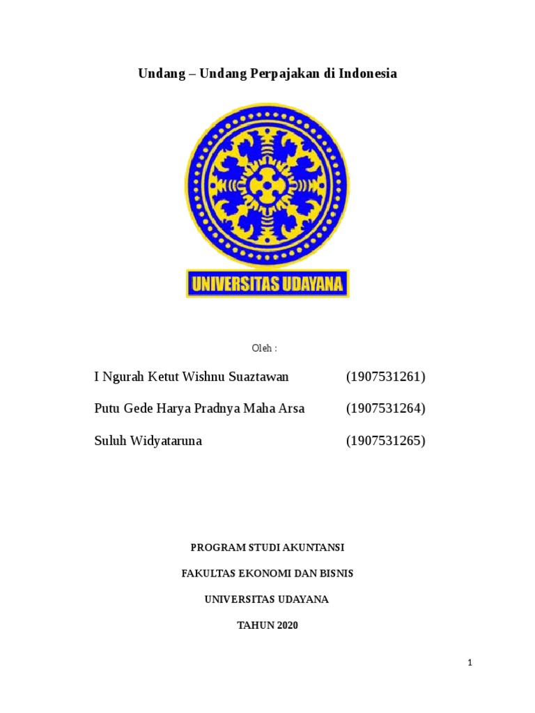 Undang Undang Perpajakan Di Indonesia | PDF | Pengelolaan Keuangan ...