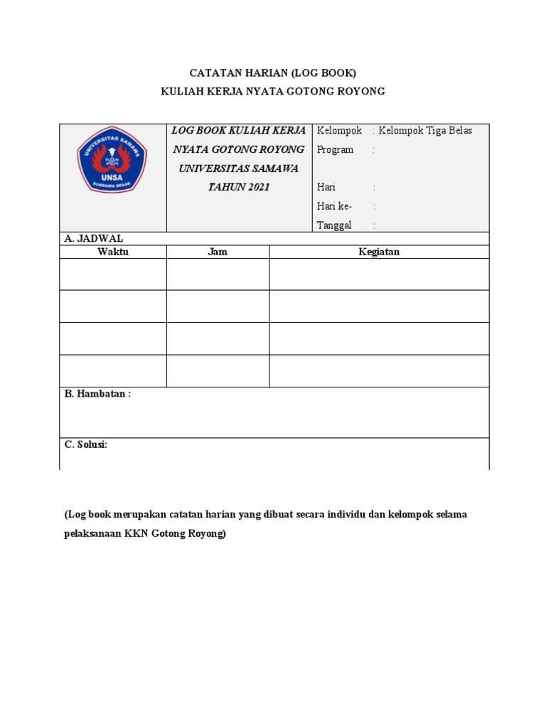 Format Log Book Individu | PDF