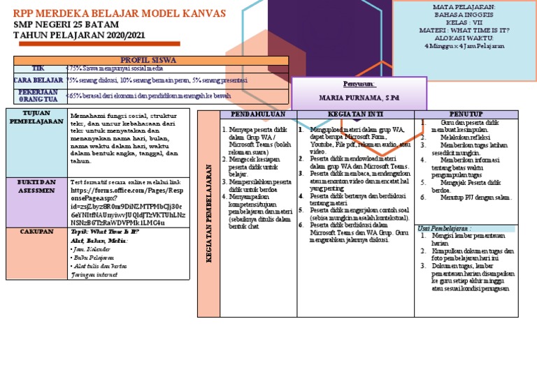 RPP Merdeka Belajar Model Kanvas Purnama | PDF